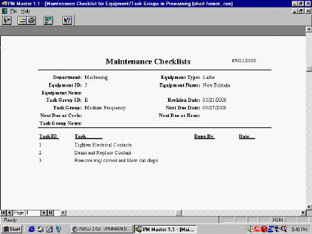 PM Master ISO 9000 Compliant Preventive Maintenance Management Software